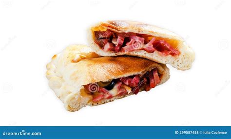 Delicious Pizza Calzone Traditional Italian Pizza With Filling White