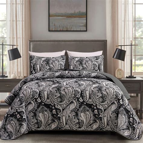 Cozy Line Home Fashions French Medallion Black White Grey