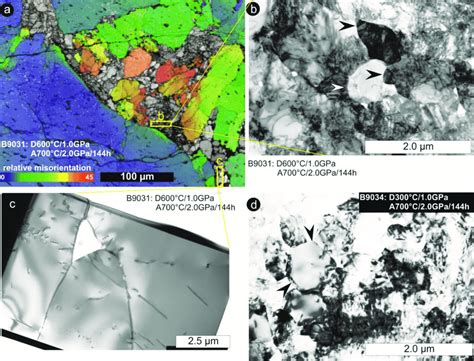 Ebsd Micrograph With Relative Misorientation And B C Tem Micrographs Download Scientific