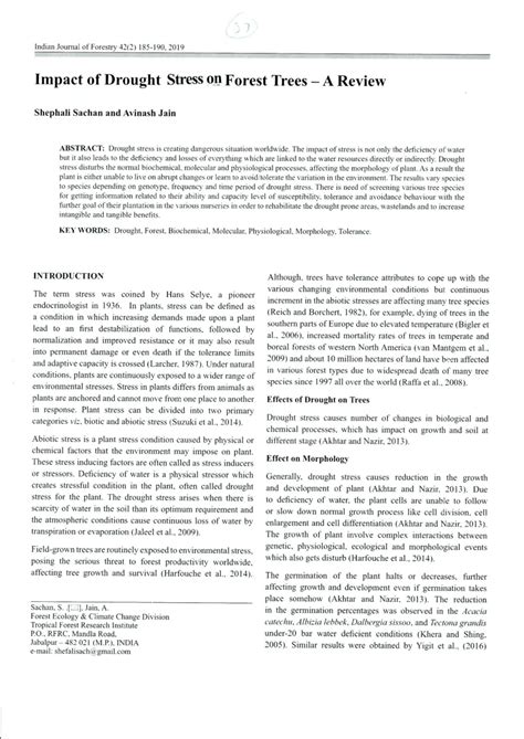 Pdf Impact Of Drought Stress On Forest Trees A Review