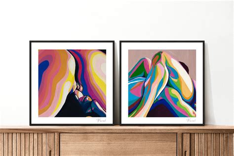 Colorful Print Abstract Erotic Psychedelic Original Fine Art Bedroom Decor Intimate