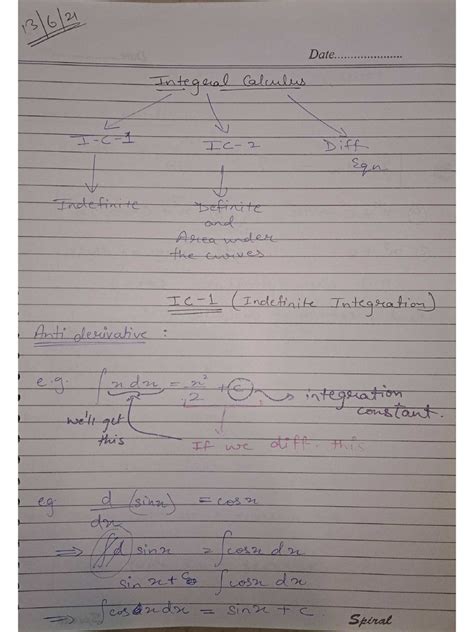 Indefinite Integral Calculus Notes Pdf