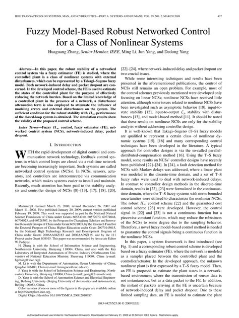 Pdf Fuzzy Model Based Robust Networked Control For A Class Of