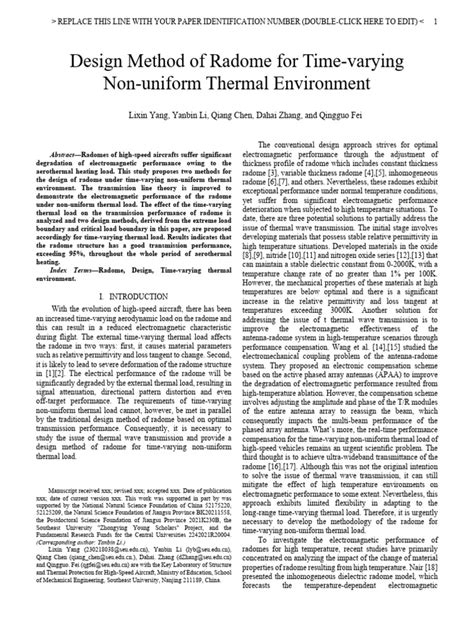 Design Method Of Radome For Time Varying Non Uniform Thermal Environment Pdf