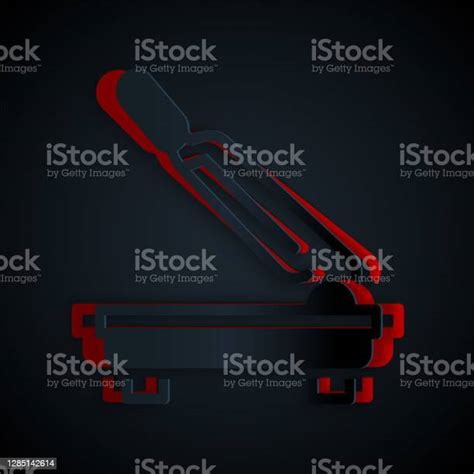 검은색 배경에 격리된 용지 절단 아이콘입니다 종이 아트 스타일 벡터 3차원 형태에 대한 스톡 벡터 아트 및 기타 이미지 3