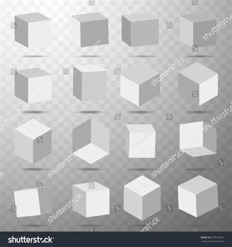 Cube Icon Set Perspective 3d Model Stock Vector Royalty Free