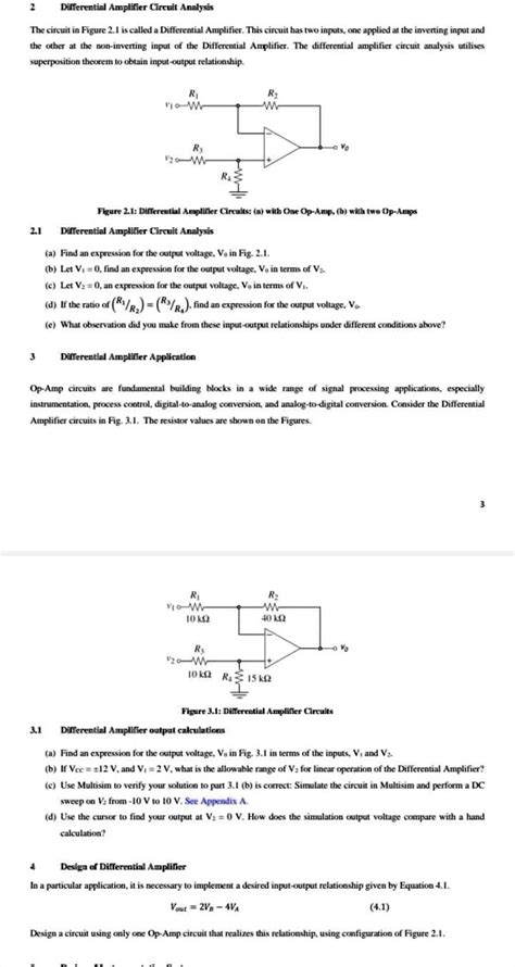 Solved Texts 2 Differential Amplifier Circuit Analysis The Circuit In