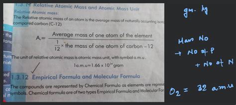 Relative Atomic Mass And Atomic Mass Unitrelative Atomic Massthe Relat