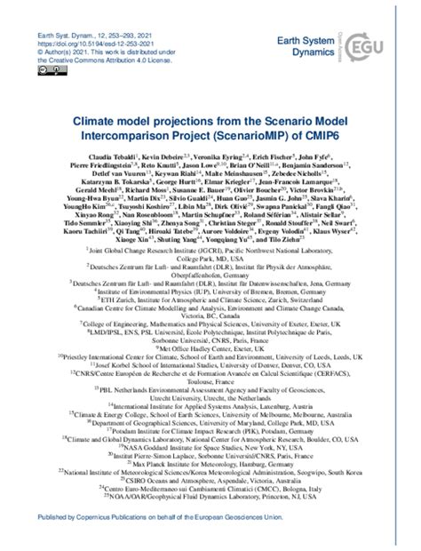 Pdf Climate Model Projections From The Scenario Model Intercomparison Project Scenariomip Of