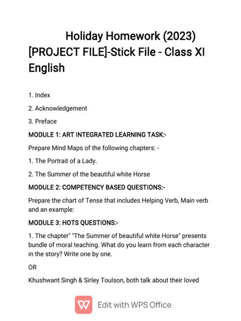 Holiday Homewor Wps Office Pdf
