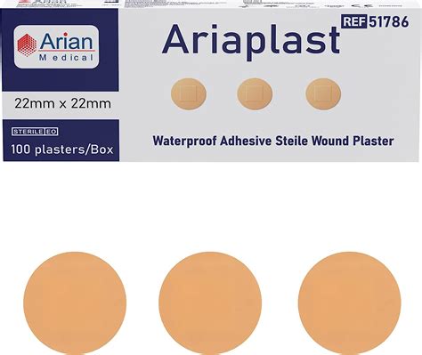 Ariaplast Sterile Spot 100 Round First Aid Wound Plasters 22mm X 22mm