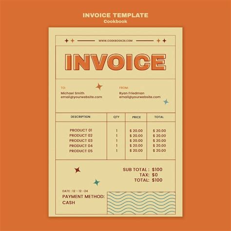 Premium Psd Cookbook Recipes Invoice Template