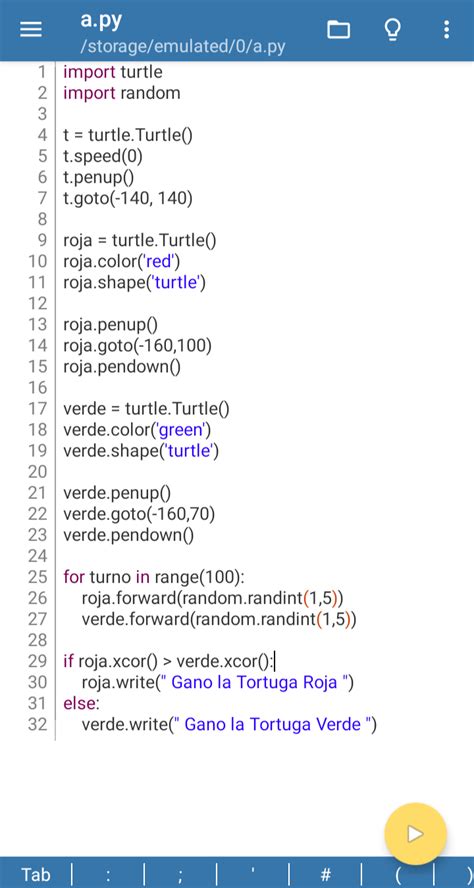Python Necesito Hacer Una Programa Que Tenga Clases Y Es Una Carrera De Tortugas