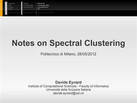 Notes On Spectral Clustering Ppt