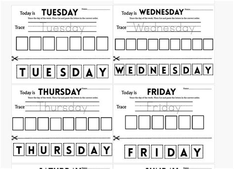Days Of The Week Pre K Kindergarten Worksheets Etsy