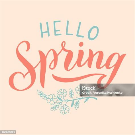 안녕하세요 봄 텍스트 문구 필기 타이포그래피 디자인 트렌디 한 글꼴 포스터 카드 인쇄 플래너 커버 벡터 Eps 10 봄에 대한