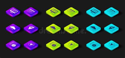 Set Server Security With Padlock Sales Funnel Chart Network Cloud Connection Data Analysis