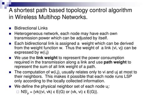 Ppt A Shortest Path Based Topology Control Algorithm In Wireless
