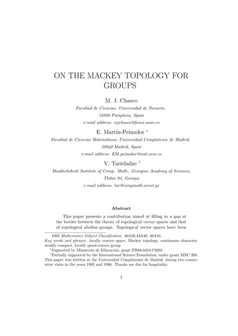 Pdf On Mackey Topology For Groups