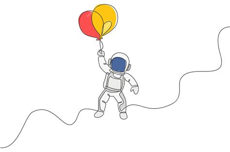 Premium Vector One Continuous Line Drawing Cosmonaut Exploring Outer Space Astronaut Flying