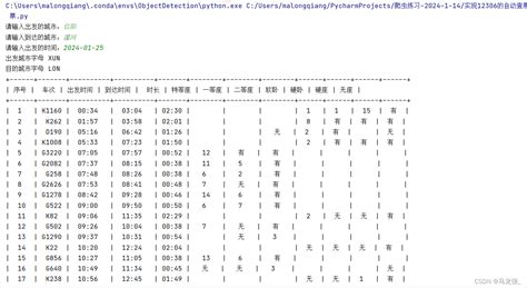 火车票车票查询 Python 查票功能 输入出发城市 输入目的城市 输入出发时间 读取json文件 f CSDN博客