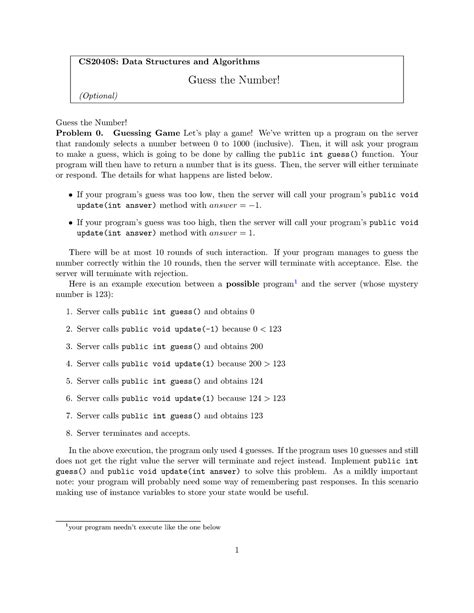 Guessing Game Binary Search Assginment Cs2040s Data Structures And