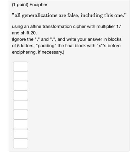 solved 1 point encipher all generalizations are false