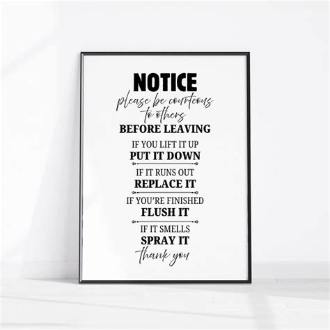 Bathroom Etiquette Signs For Workplace Etsy