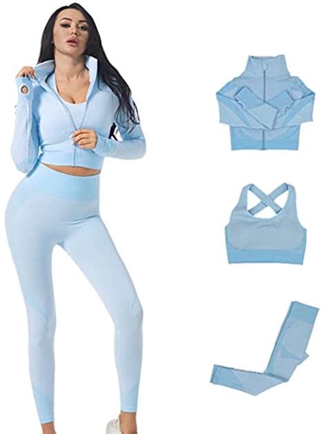 Dames 3 Delige Naadloze Sportkleding Set Voor Yoga En Fitness Bol