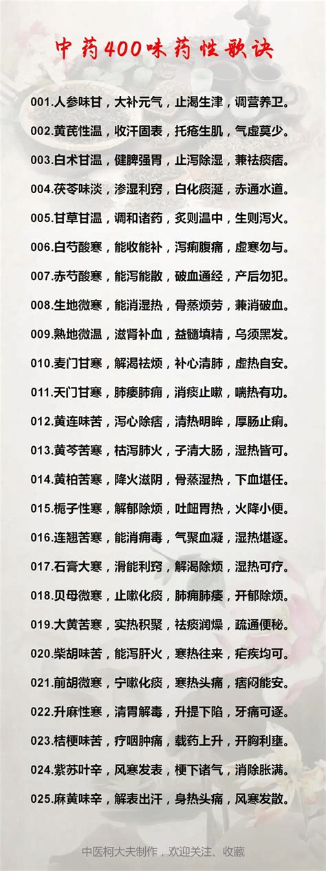 60味常用中药功效归类表 45味中药药性大全收藏起来一起学习吧