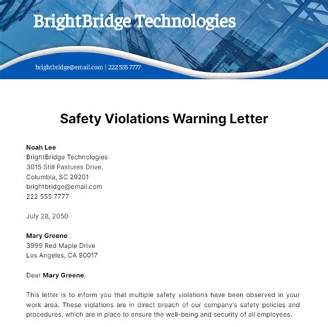 Free Safety Violation Warning Letter Template To Edit Online Free Safety Violation Warning Letter Template To Edit Online