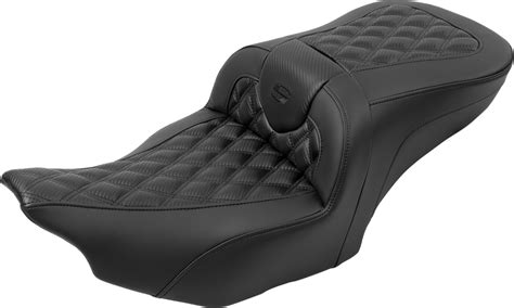 Saddlemen Roadsofa Seat With Backrest Carbon Fiber Lattice Stitch