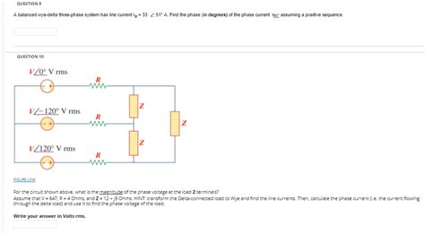 solved question 1 for a balanced y y three phase system the