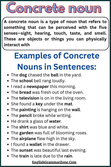 Concrete Noun Examples Types Of Noun Tpoint Tech