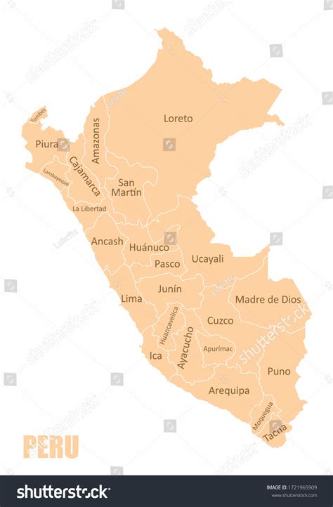 Peru Regions Map Labels Isolated On Stock Illustration 1721965909