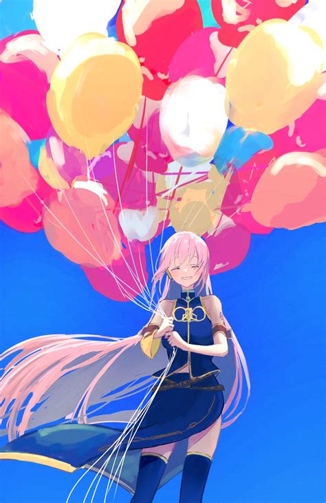 Safebooru 1girl Balloon Black Thighhighs Blue Sky Closed Eyes