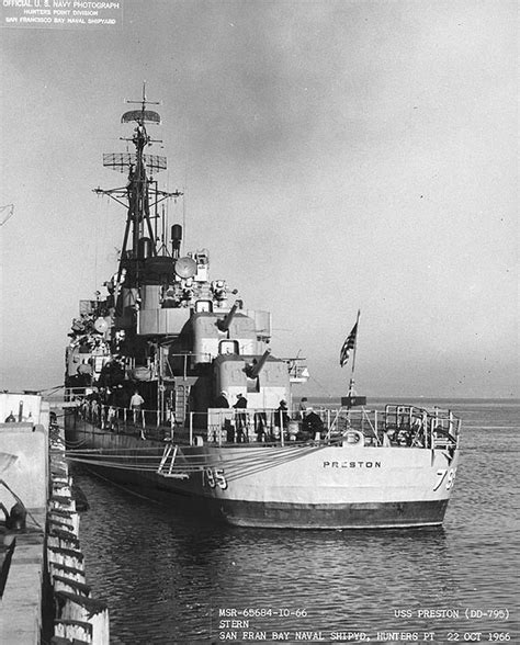 Uss Preston Dd 795 Hunters Point 1966