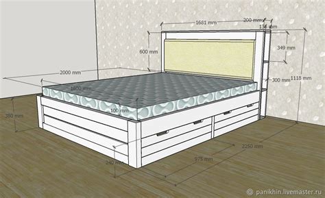 Кровать с полками в изголовье с четырьмя ящиками в интернет-магазине ...