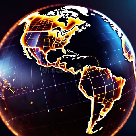 A Futuristic Digital Globe Showcasing Network Connections And Data Streams Stock Illustration