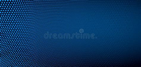 Vector Abstract Dark Blue Dotted Background With Dimensional Perspective Technology And Science