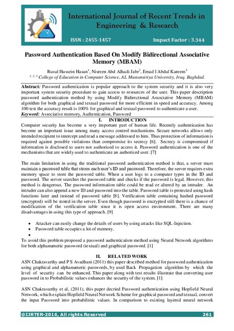 pdf password authentication based on modify bidirectional associative