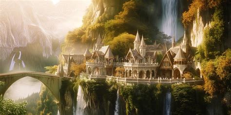 Elven Town Of Rivendell In Middle Earth Lord Of The Rings Stock