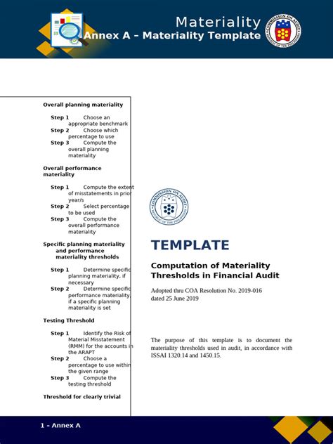 06 Annex A Materiality Template Csdeo Pdf Equity Finance Audit