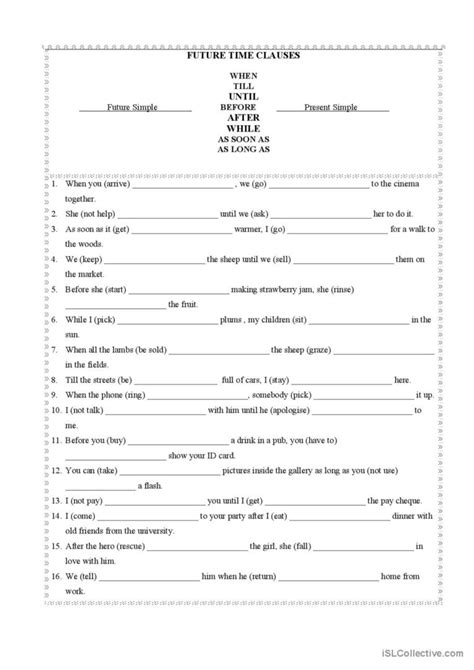 Time Clauses English Exercises At Megan Blackmon Blog