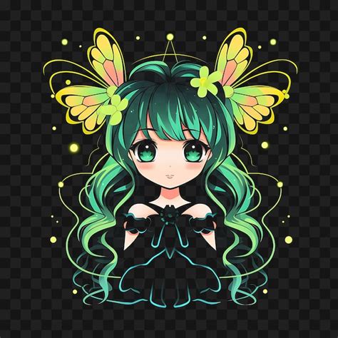 Premium Psd Tshirt Design Of Innocent Chibi Girl With Braided Hair Flower Fairy Dress Glo