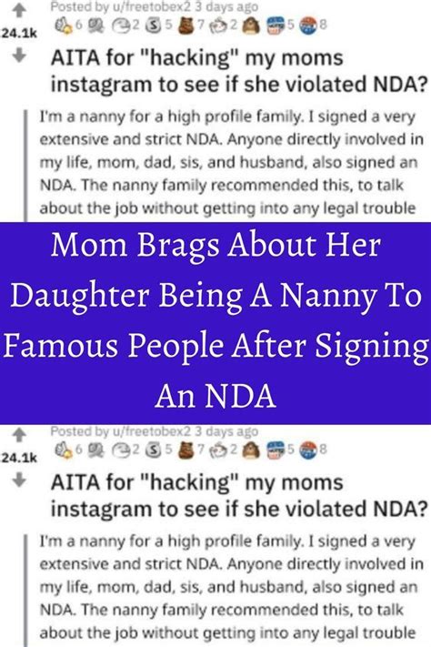 Mom Brags About Her Daughter Being A Nanny To Famous People After