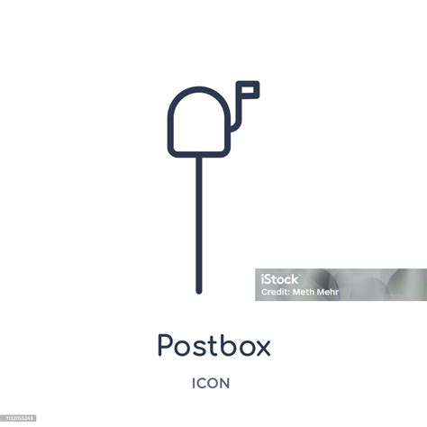 배달 및 물류 개요 컬렉션의 선형 우편함 아이콘입니다 얇은 라인 포스트 박스 벡터 흰색 배경에 고립입니다 포스트 박스 유행 그림