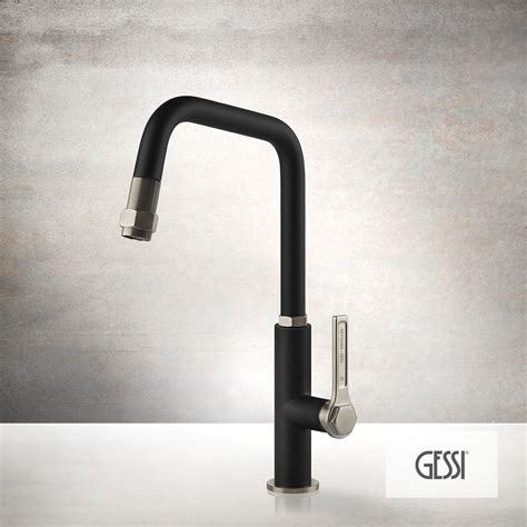Gessi Officine 60053 Black Inox Matt Μπαταρία Κουζίνας με Ντους