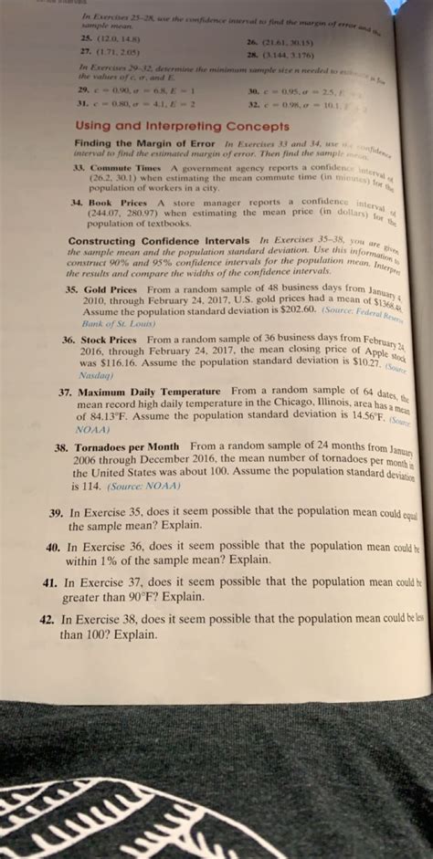 Solved Rror And The In Exercises 25 28 Use The Confidence