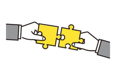 퍼즐 조각 이미지 벡터 일러스트레이션 손 그리기를 들고 있는 두 손 개념에 대한 스톡 벡터 아트 및 기타 이미지 개념 계획 공동체 Istock